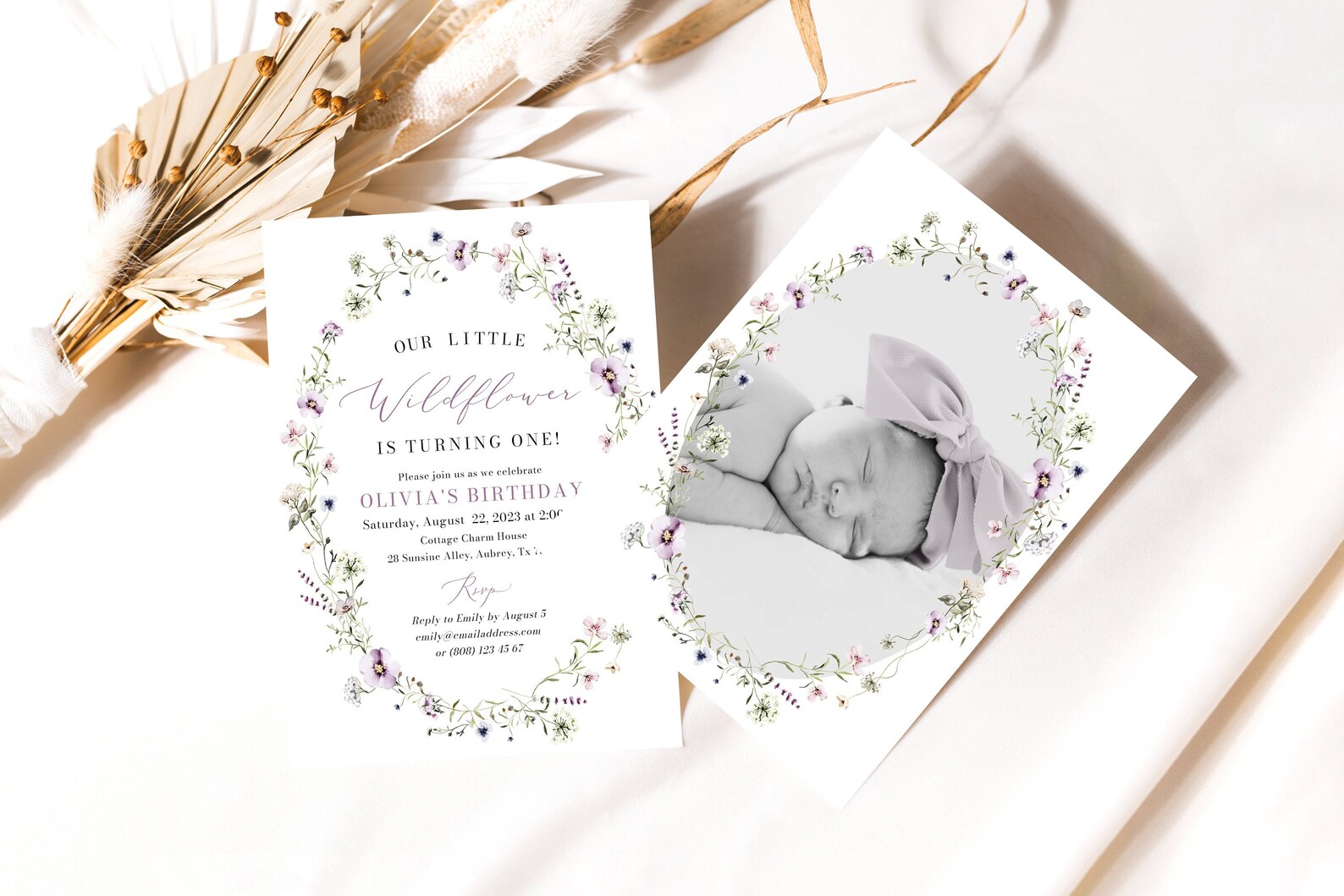 Wildflower Birthday Invitation Template, Our Little Wildflower Invite ...