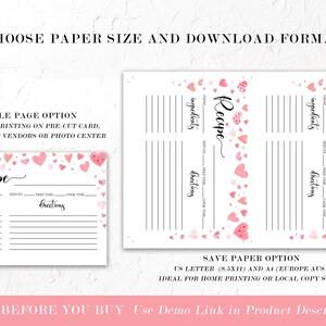 Love is in the Air Bridal Shower Recipe Card Template, Editable ...