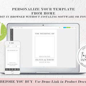 Minimalist Photo Prop Frame Template, Printable Modern Wedding Photo ...