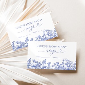 Blue Floral Guess How Many Rings Game, Victorian Blue Guessing Game How ...