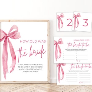 Pink Bow Bridal Shower Game: Guess the Bride's Age (printable) TK1 - Etsy