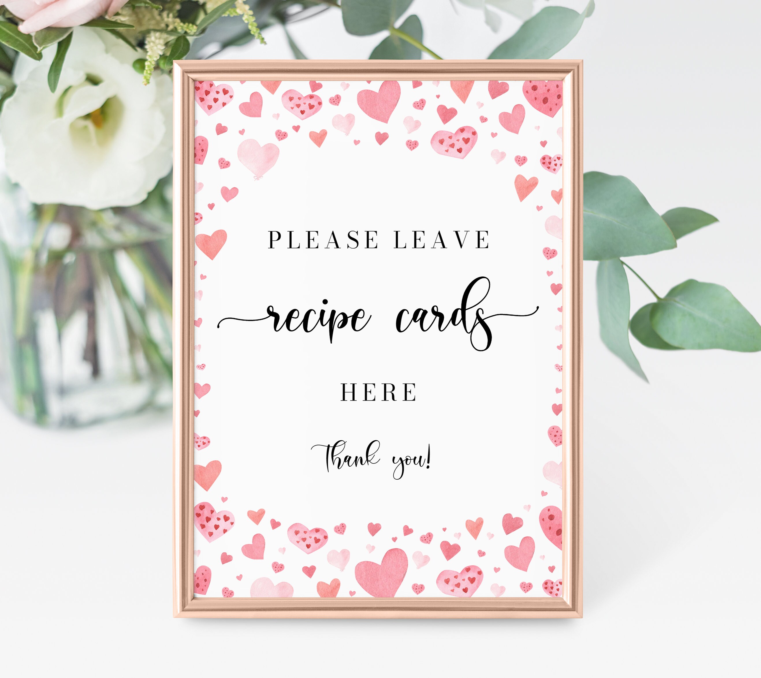 Love is in the Air Bridal Shower Recipe Card Template, Editable ...
