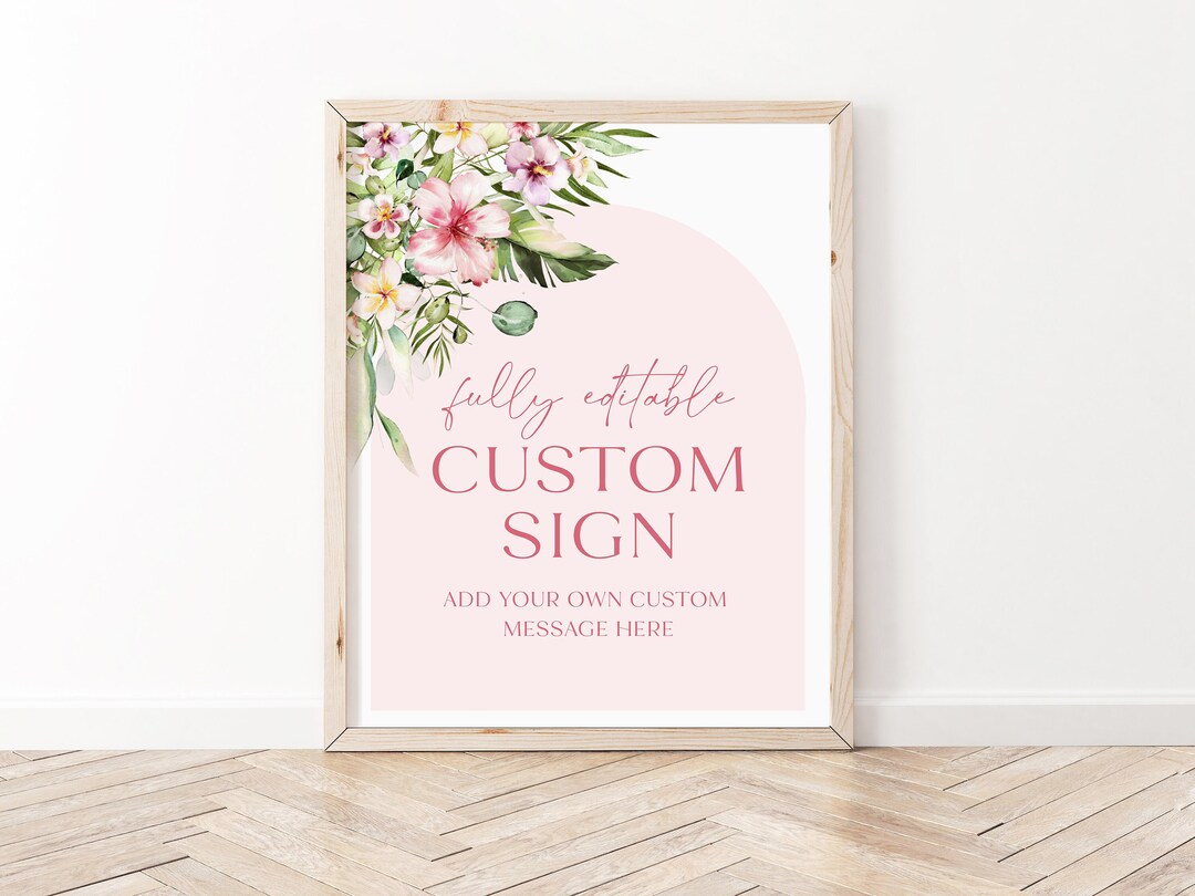 Hawaiian Custom Sign Template, Arch Tropical Bridal Shower Custom Sign ...