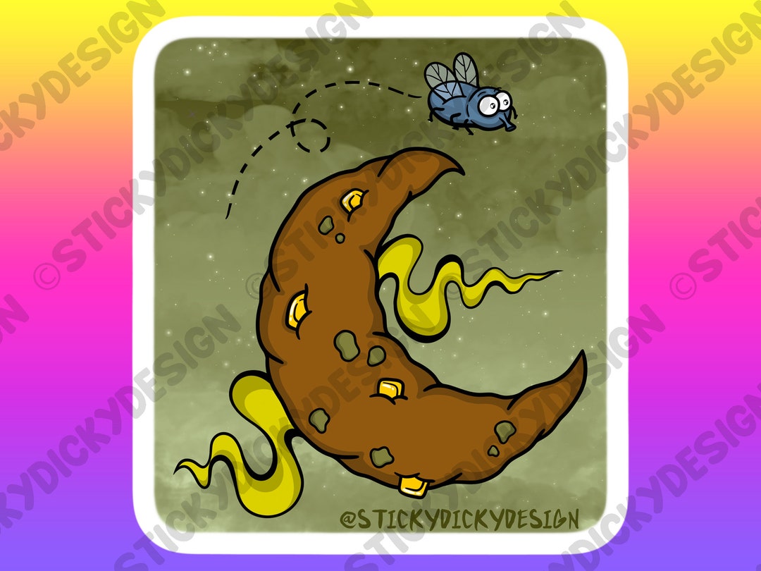 The Fly Flew Over the Poo Moon Buzzing Fly Poop Sticker - Etsy