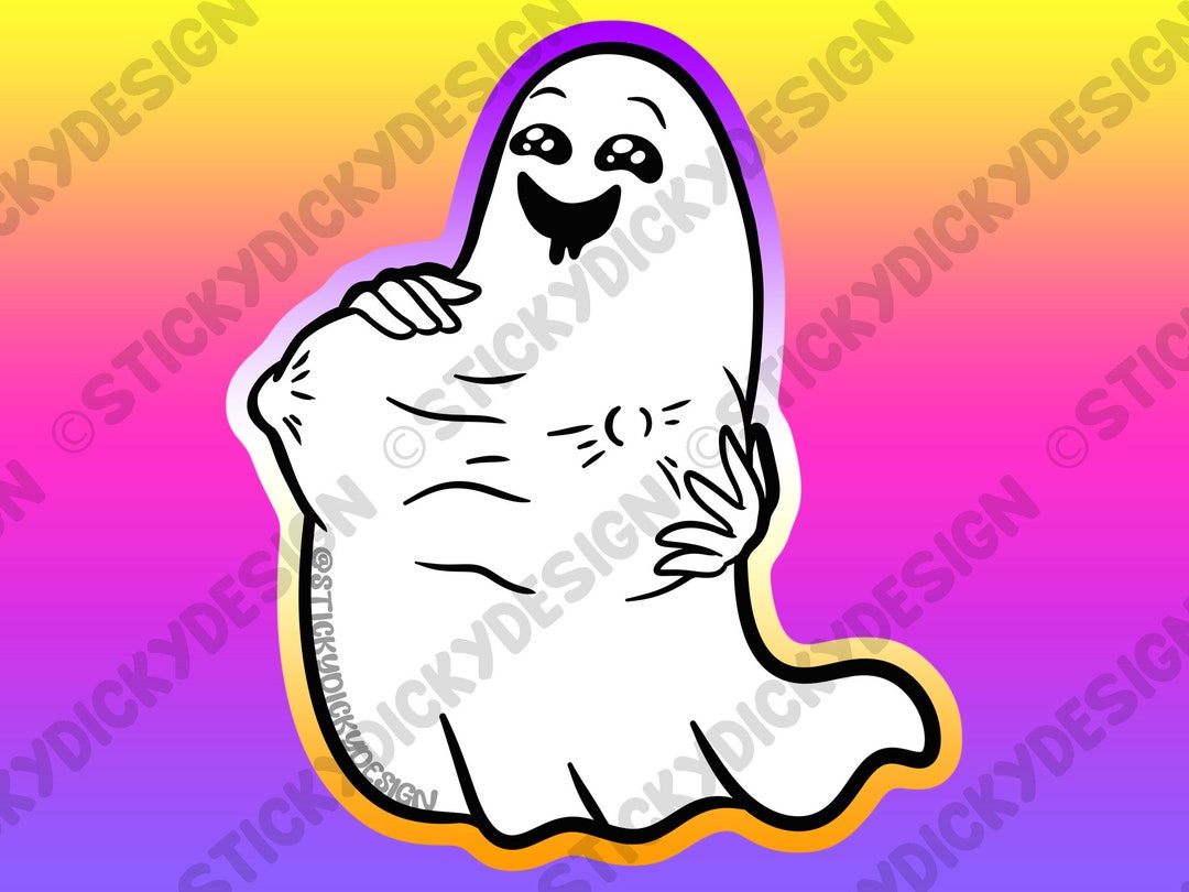 Drooling Ghost Grabbing Boobies Sticker - Etsy