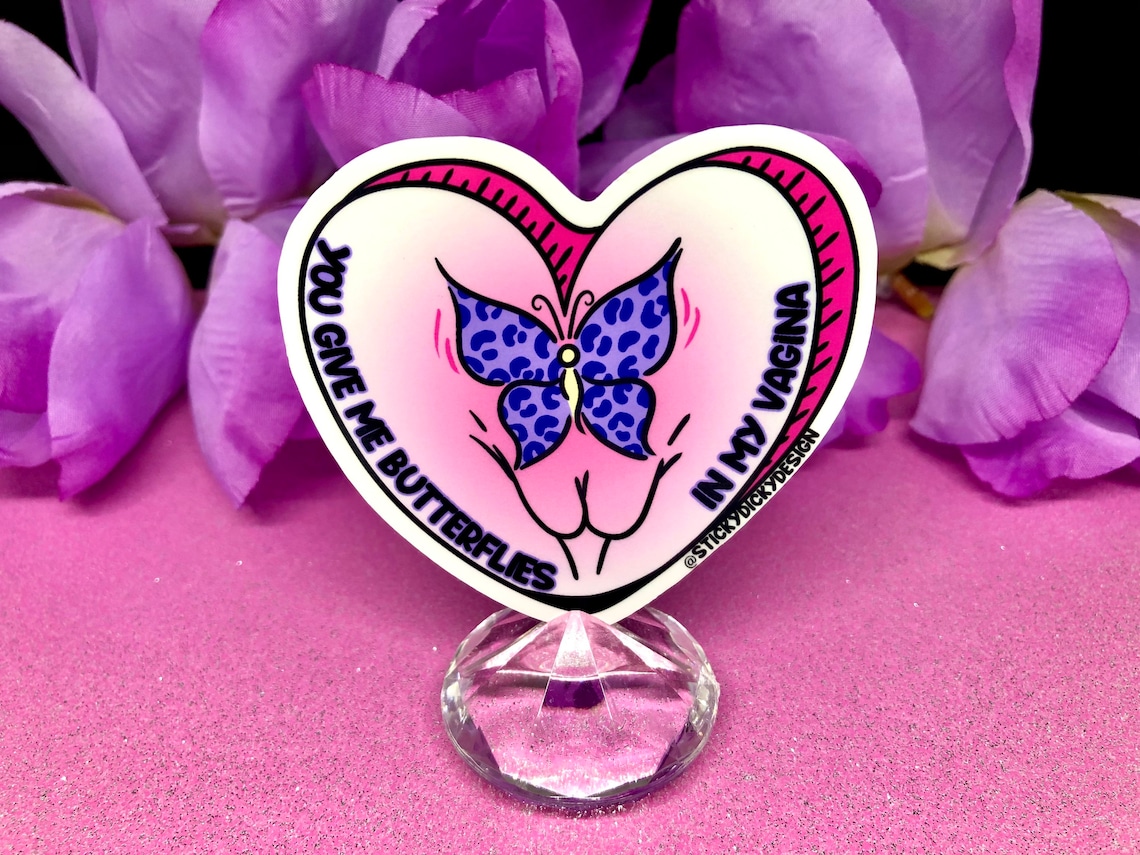 You Give Me Butterflies Pink Heart Coochie Sticker - Etsy UK