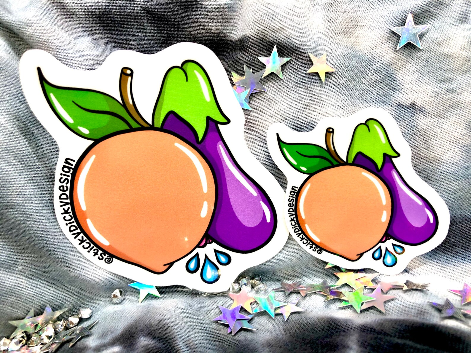 Eggplant Peach Squirt Emoji Stickers Etsy