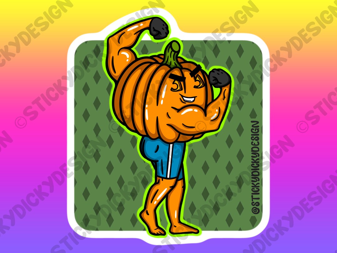 Mr. Jacked O'lantern Buff Muscular Pumpkin Guy Sticker - Etsy