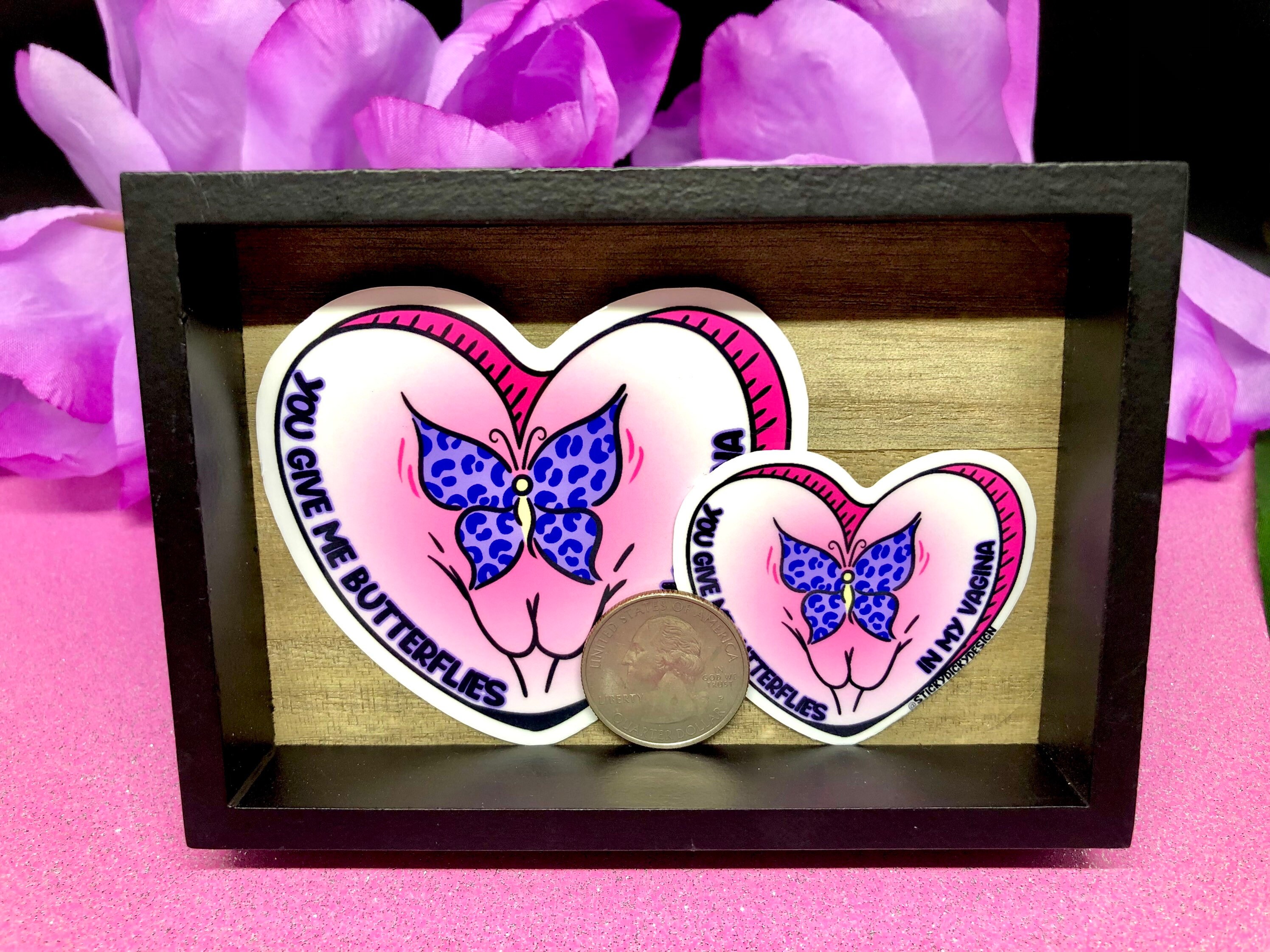 You Give Me Butterflies Pink Heart Coochie Sticker - Etsy UK