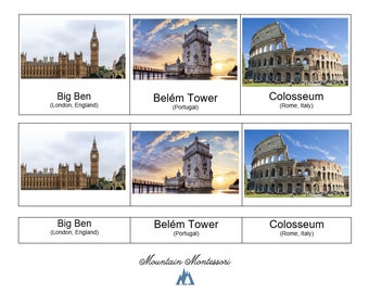 Landmarks of Europe Montessori 3 Part Cards and Fact Cards - Etsy