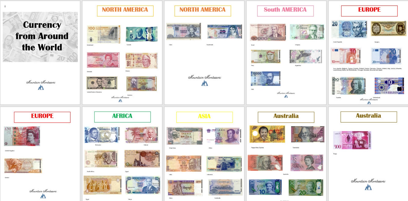 Currency From Around the World Instant Download Montessori - Etsy