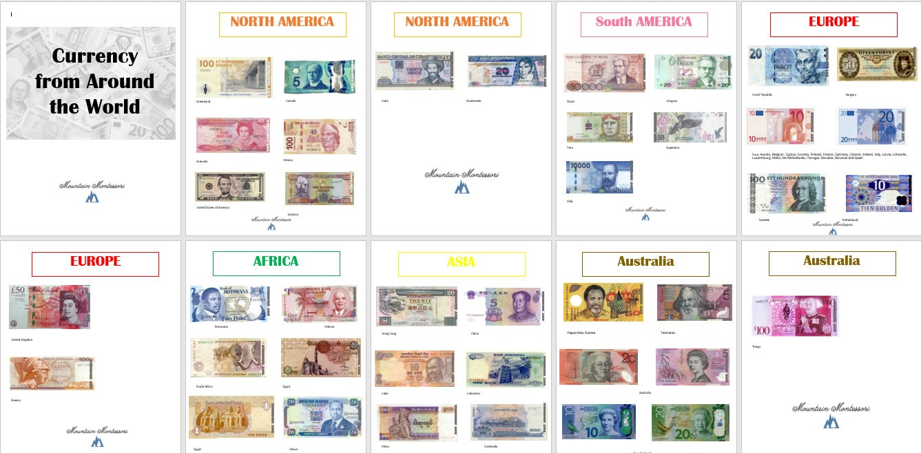 Money From Around The World Printable