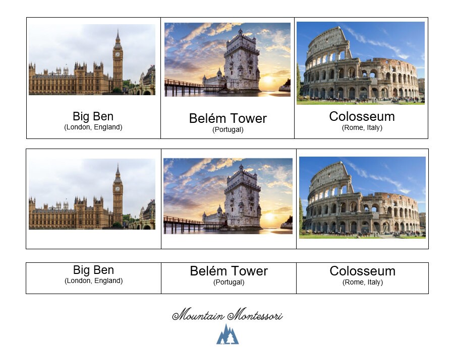 Landmarks of the World 3-part Cards BUNDLE | Etsy