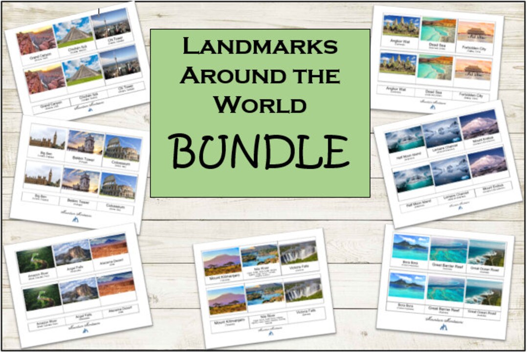Landmarks of the World 3-part Cards BUNDLE - Etsy