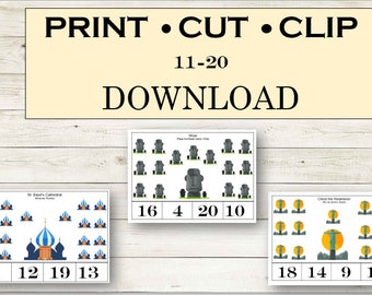 DIY Landmark Count & Clip Cards Montessori Fine Motor | Etsy