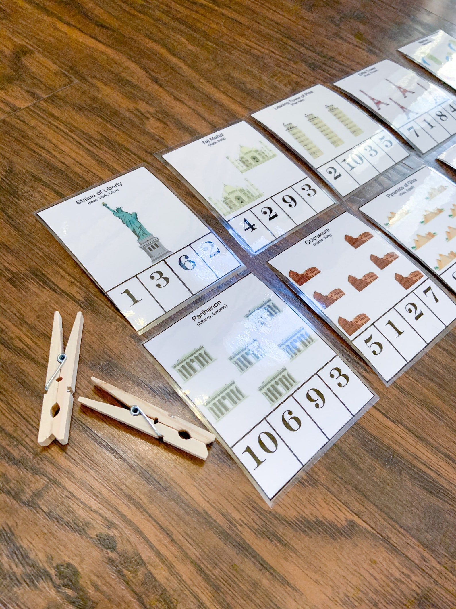 DIY Landmark Count & Clip Cards Montessori Fine Motor | Etsy