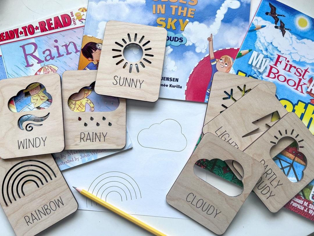 Montessori Wooden Weather Stencils- Back to School Manipulatives and ...