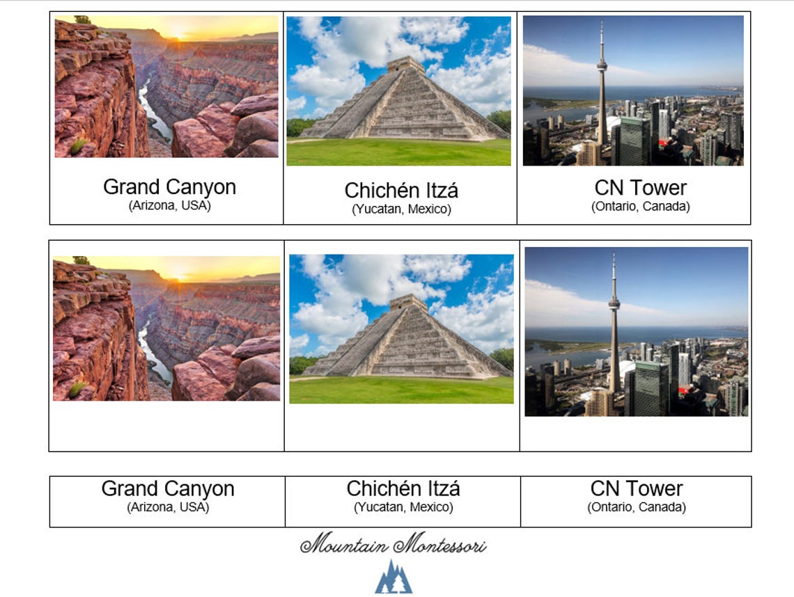 Landmarks of North America 3-part Cards - Etsy