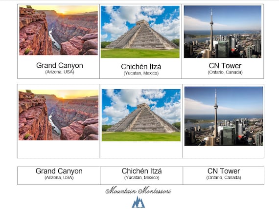 Landmarks of North America 3-part Cards - Etsy