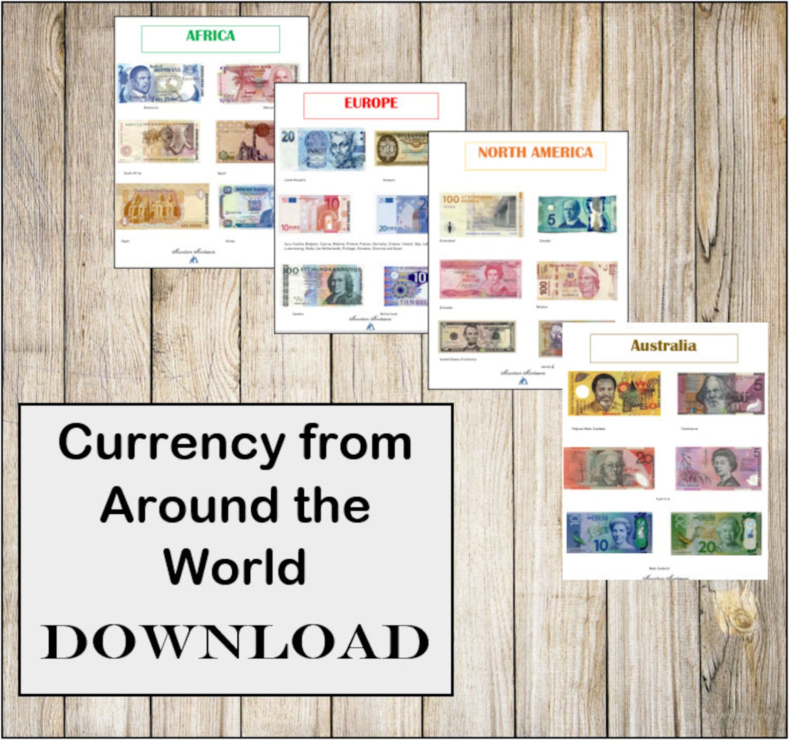 Currency From Around the World Instant Download Montessori - Etsy