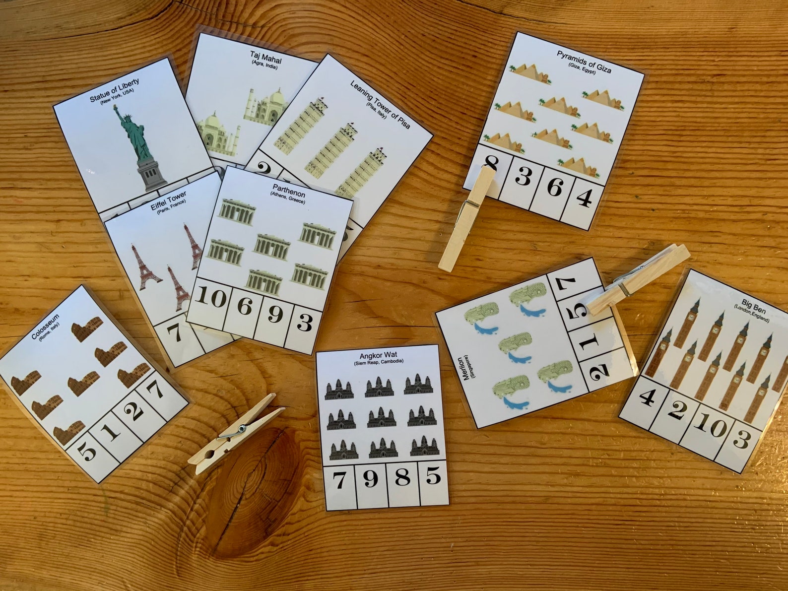 DIY Landmark Count & Clip Cards Montessori Fine Motor - Etsy