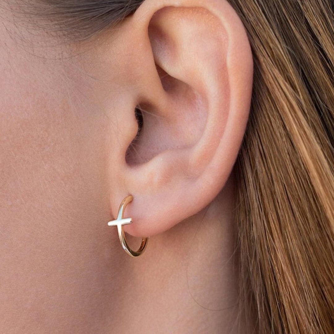 Aretes Cruz de Plata Joyería Religiosa Cristiana Regalo - Etsy España