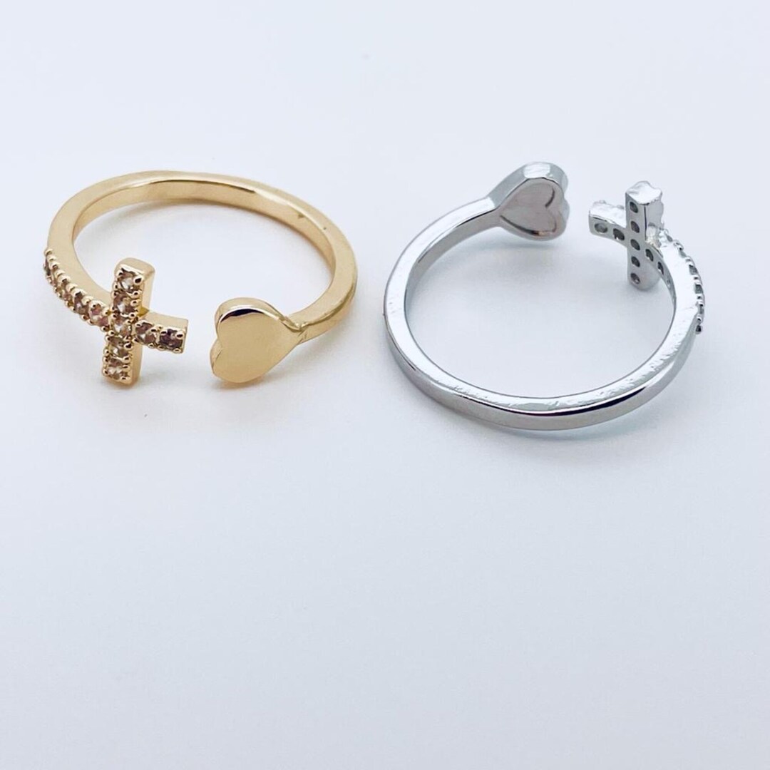 Zircon Heart Cross Ring, Religious Ring, Christian Jewelry, Gift for ...