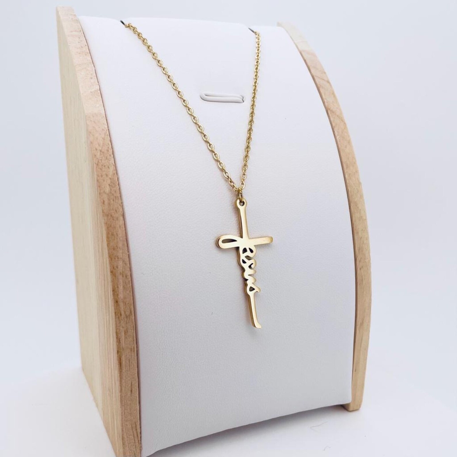 Jesus Cross Necklace, Christian Jewelry, Jesus Inscription Cross, Gold ...