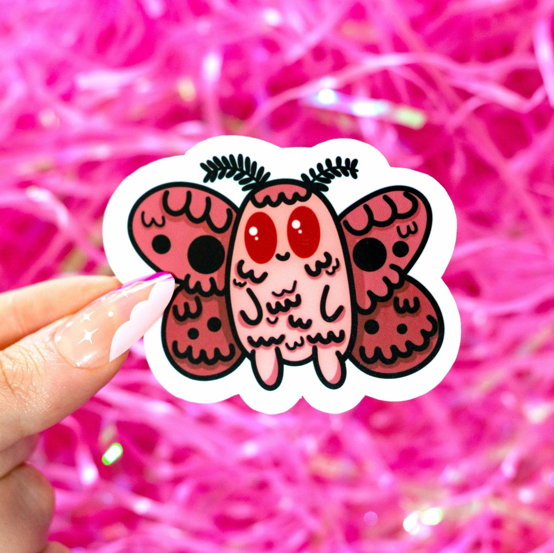 Cute Pink Mothman Sticker | Chibi Mothman Decal | Pink Kawaii Mothman ...