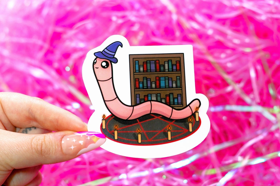 Witchy Worm Sticker | Cute Worm Insect Witchy Decal | Witch Hat ...