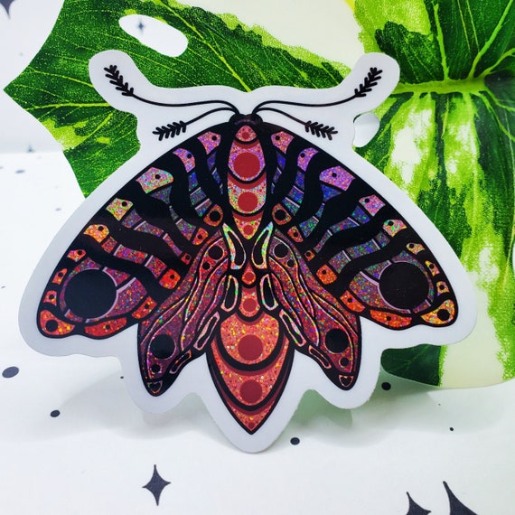 Moth Sticker Death Moth Glitter Sticker Spooky Sticker | Etsy