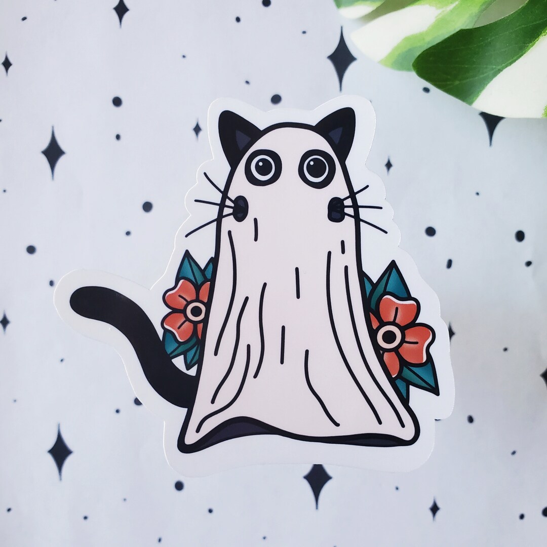 Ghost Cat Sticker Sheet Ghost Cat Spooky Cat Cute Black - Etsy