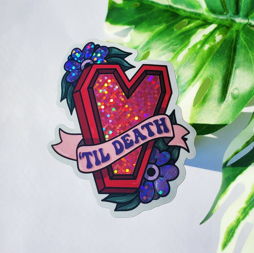 Heart Coffin Glitter Sticker | Heart Shaped Coffin Sticker | Pink ...