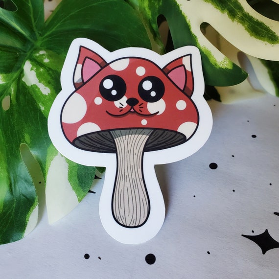 Cat Mushroom Sticker Cute Cottagecore Cat Mushroom Decal - Etsy