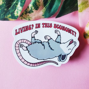 Living? in This Economy? Possum Sticker | Cute Funny Possum Decal ...