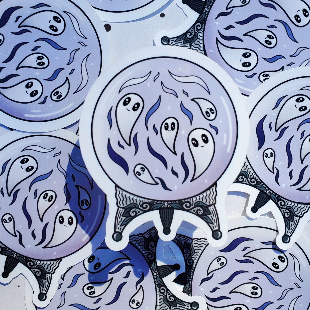 Crystal Ball Ghosts Sticker | Spooky & Cute Laptop Sticker | Ghost ...
