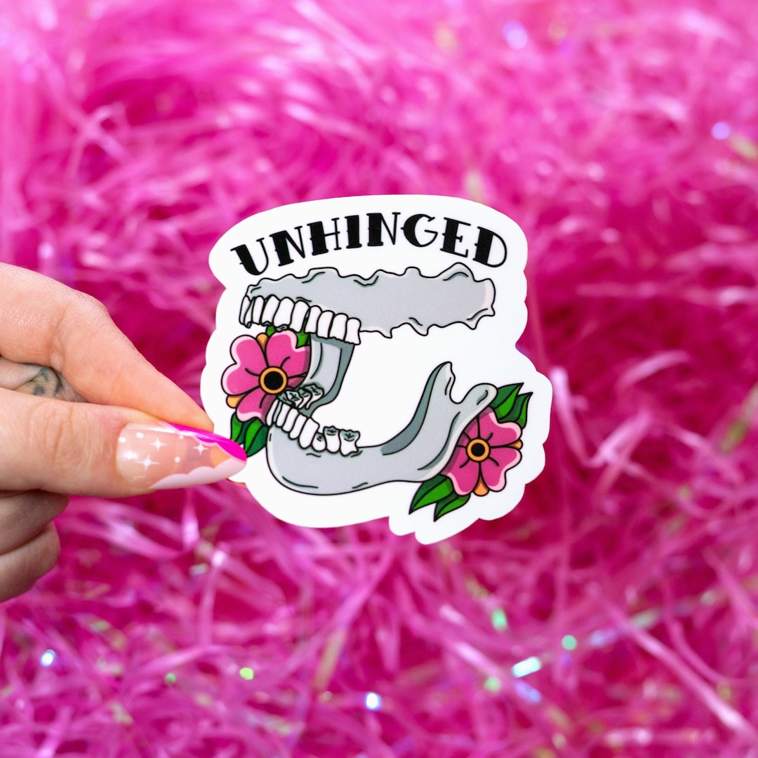 Unhinged Jaw Sticker | Funny Spooky Cute Decal | Skeleton Sticker Cute | Jaw Bone | Waterbottle ...