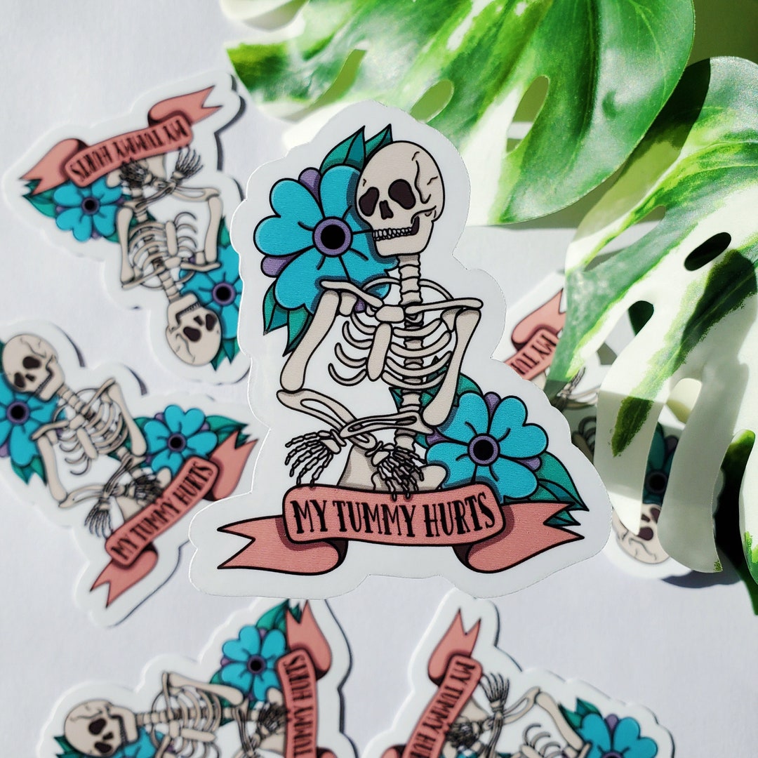 My Tummy Hurts Sticker | Chronic Pain Laptop Sticker | Spooky and Cute ...