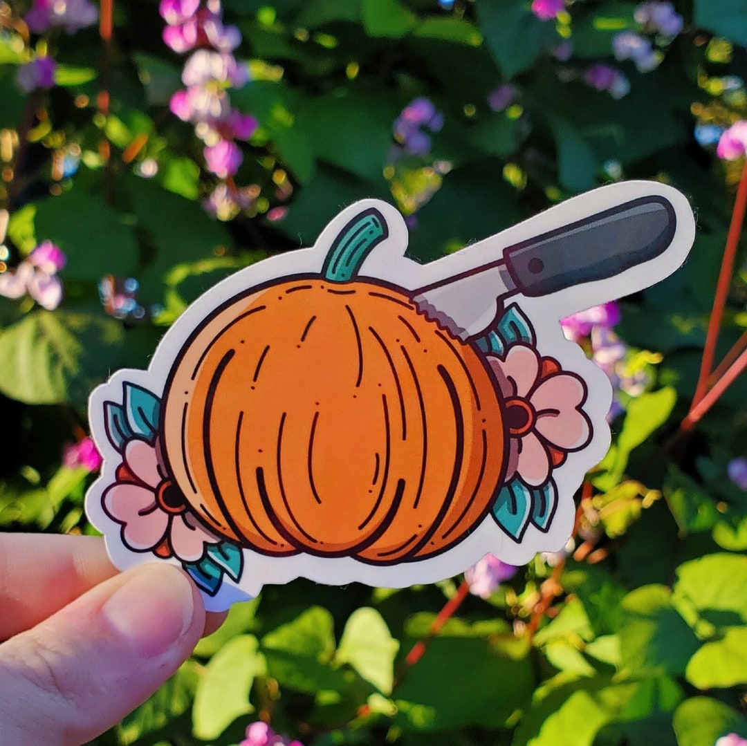Cute Pumpkin Fall Halloween Sticker | Pumpkin Waterbottle Sticker ...