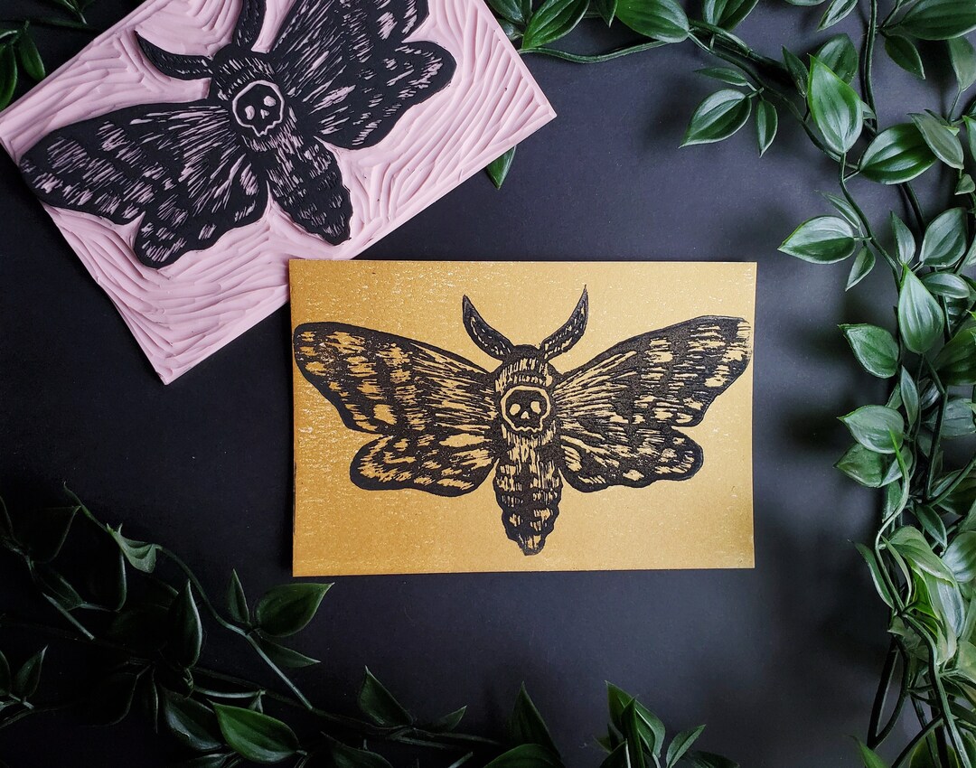 Death Moth Handmade Print Moth Linocut Print Deaths Head Moth Block ...