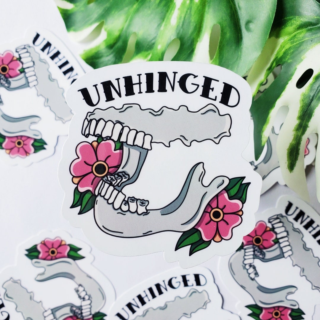 Unhinged Jaw Sticker Funny Spooky Cute Decal Skeleton - Etsy