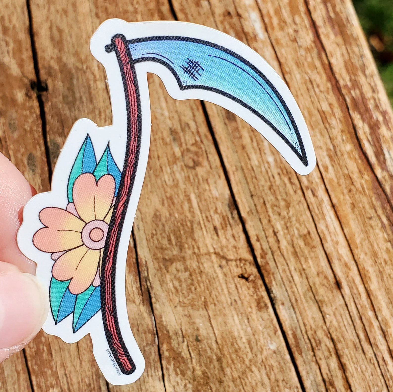 Scythe Sticker Grim Reaper Sticker Spooky Sticker Holo | Etsy