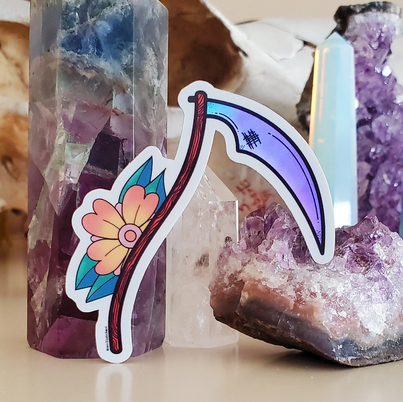 Scythe Sticker Grim Reaper Sticker Spooky Sticker Holo | Etsy