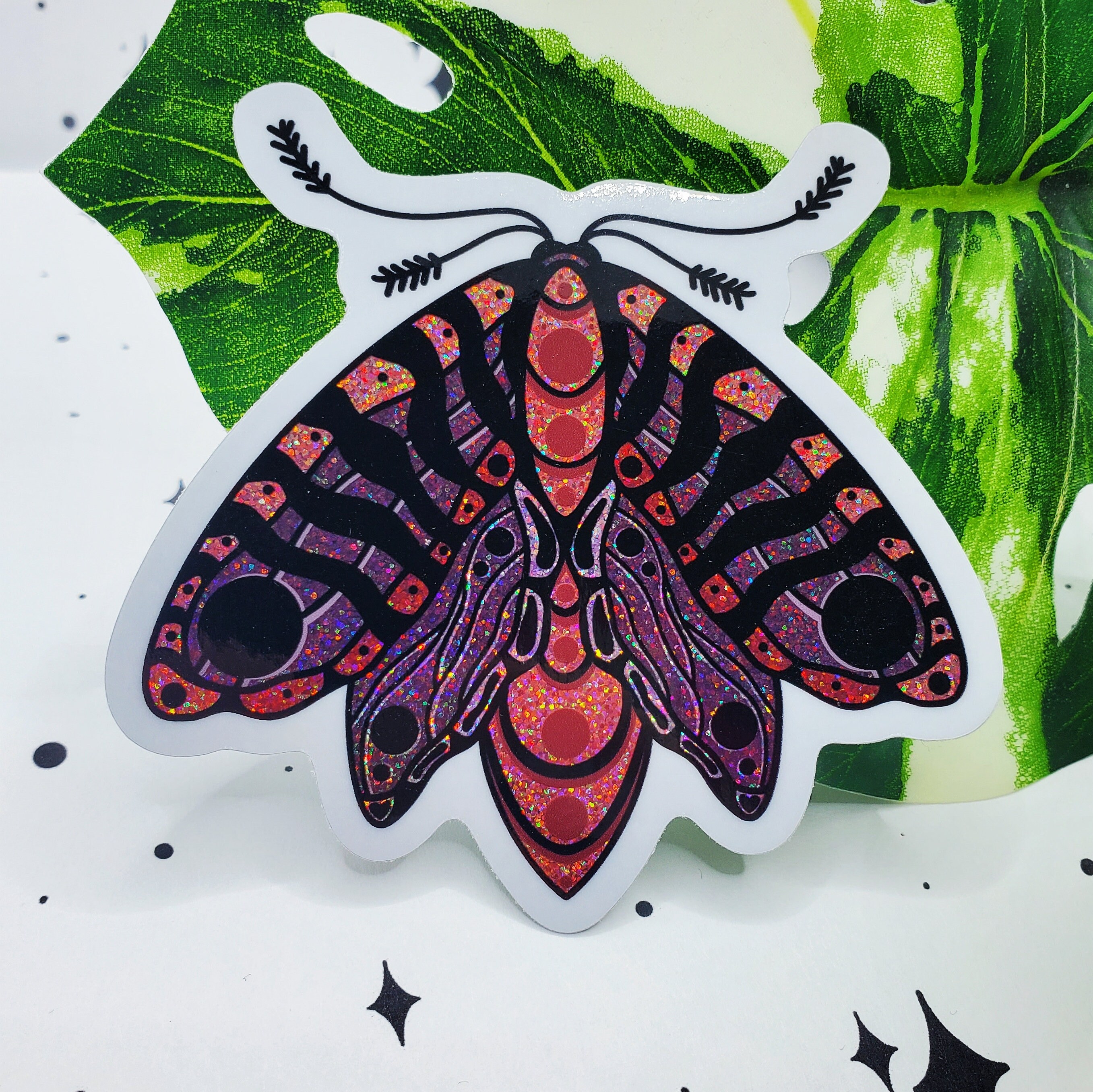 Moth Sticker Death Moth Glitter Sticker Spooky Sticker - Etsy