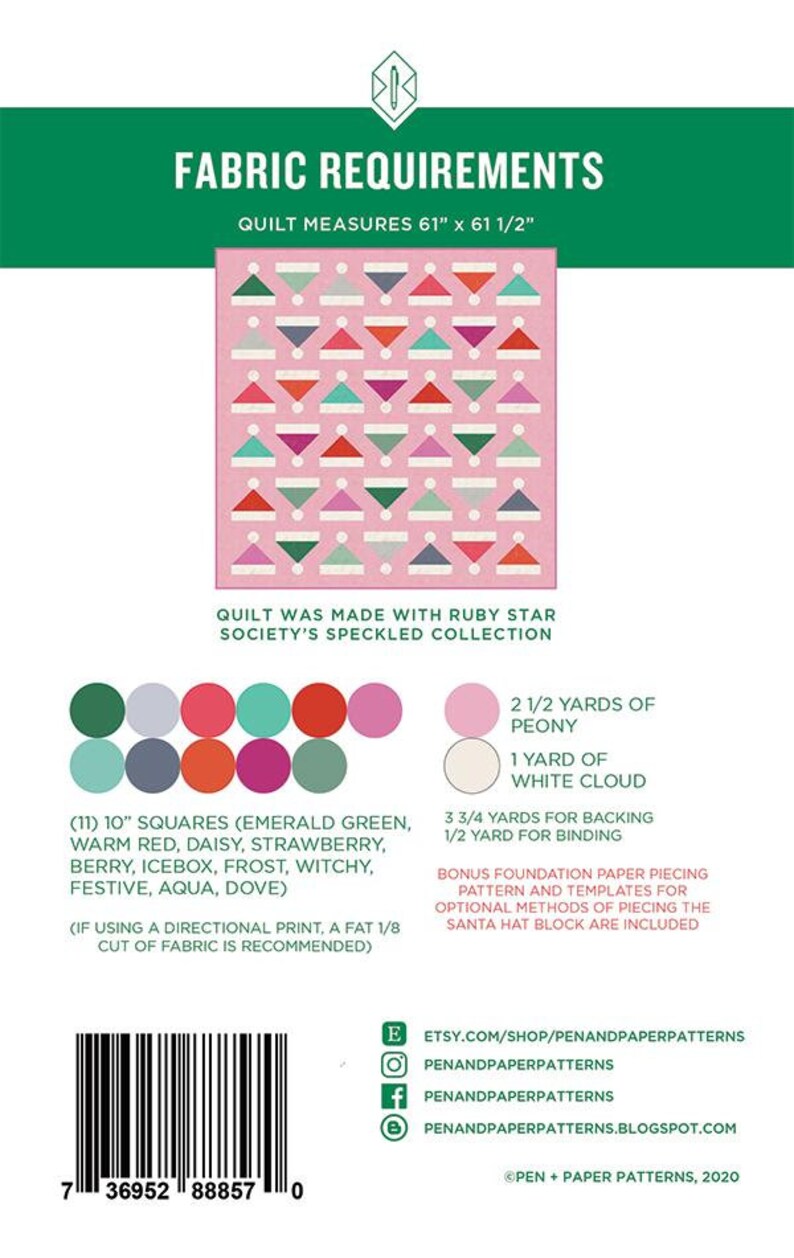 Kris Kringle Quilt Pattern by Pen + Paper Patterns - Etsy