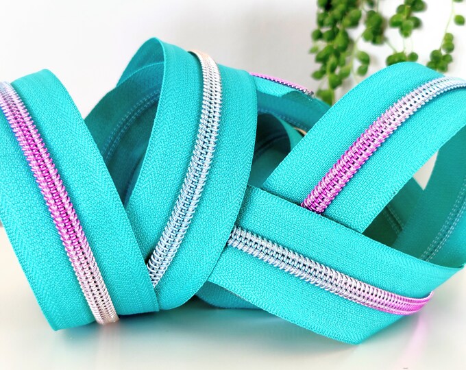 Rainbow Teal #5 Nylon Zipper Tape, by the Yard! - Etsy