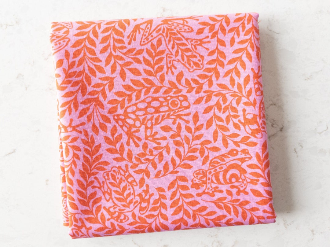 1/2 YD Tula Pink Monkey Wrench, Ribbit Frog, Mango Pink - Etsy