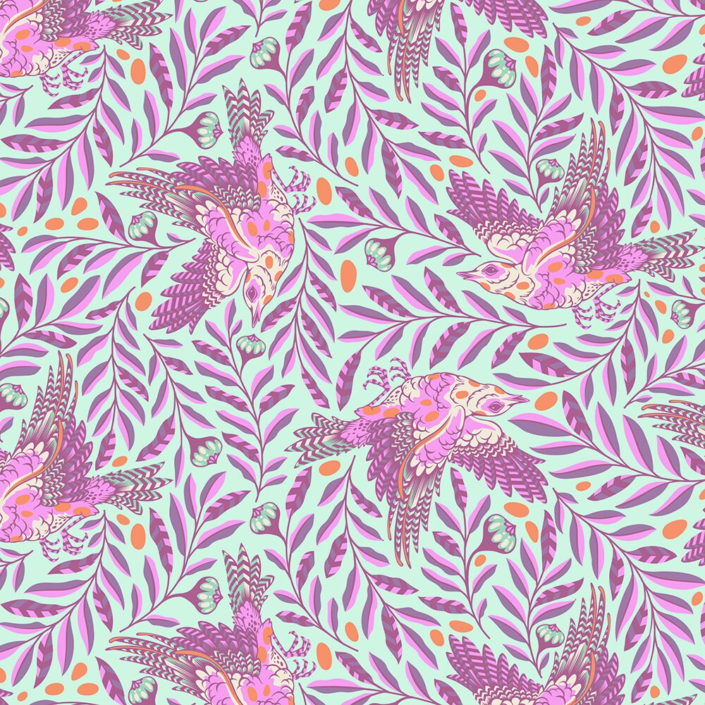 Tula Pink FQ Yardage Spirit Animal Retweet Birds Colorway | Etsy
