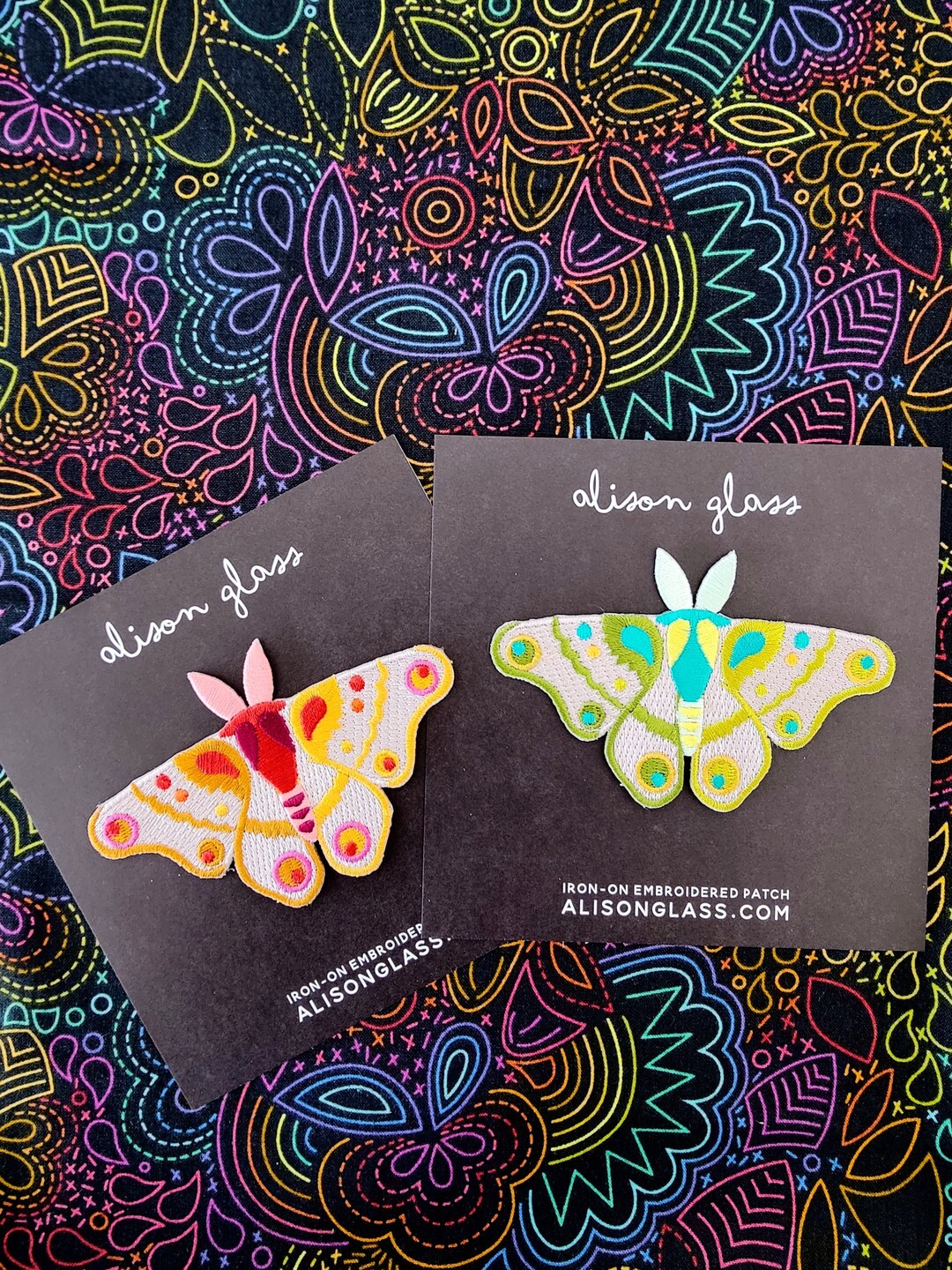 Alison Glass Embroidered Moth Patches - Etsy