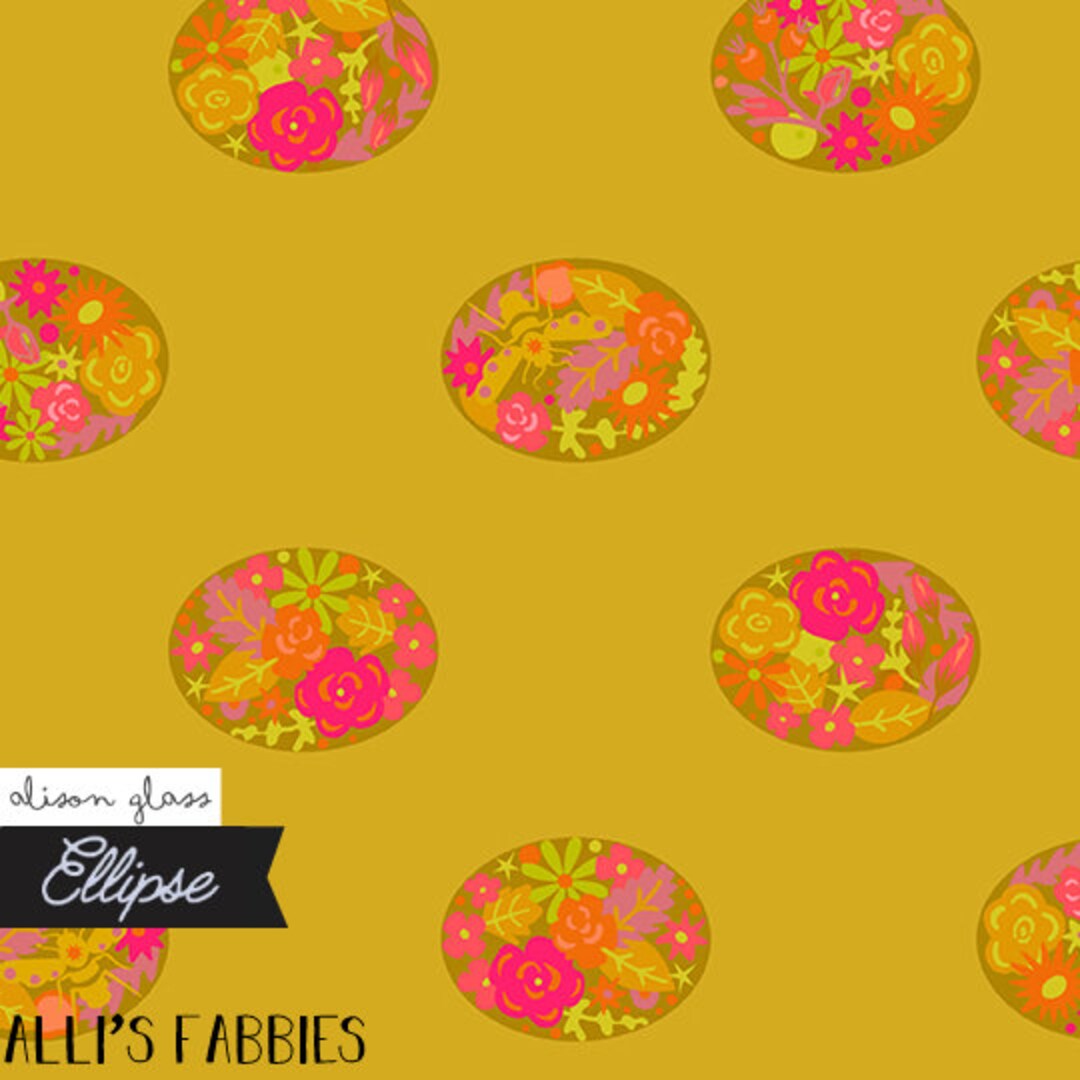 Alison Glass Ellipse, Floral Dot, Goldenrod - Etsy